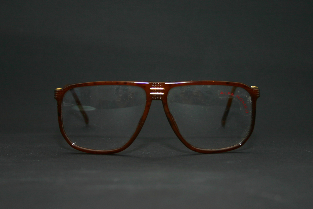 Alfa Romeo Eyeglasses Frame Mod. 77-23 Brown Wood Grain Aviator Large ...